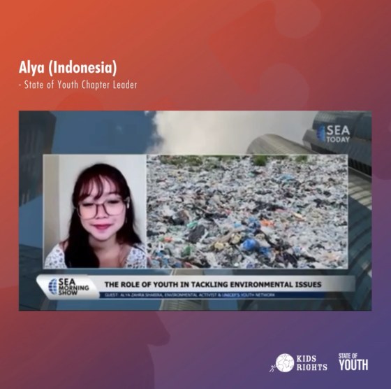 Changemaker Alya invited to SEA Today News - KidsRights Foundation